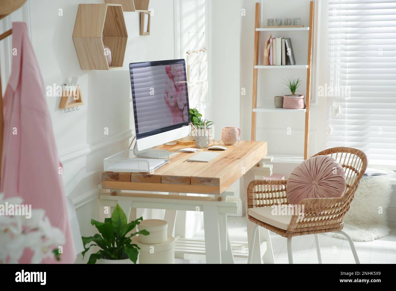 Stylish home office interior with comfortable workplace Stock Photo - Alamy