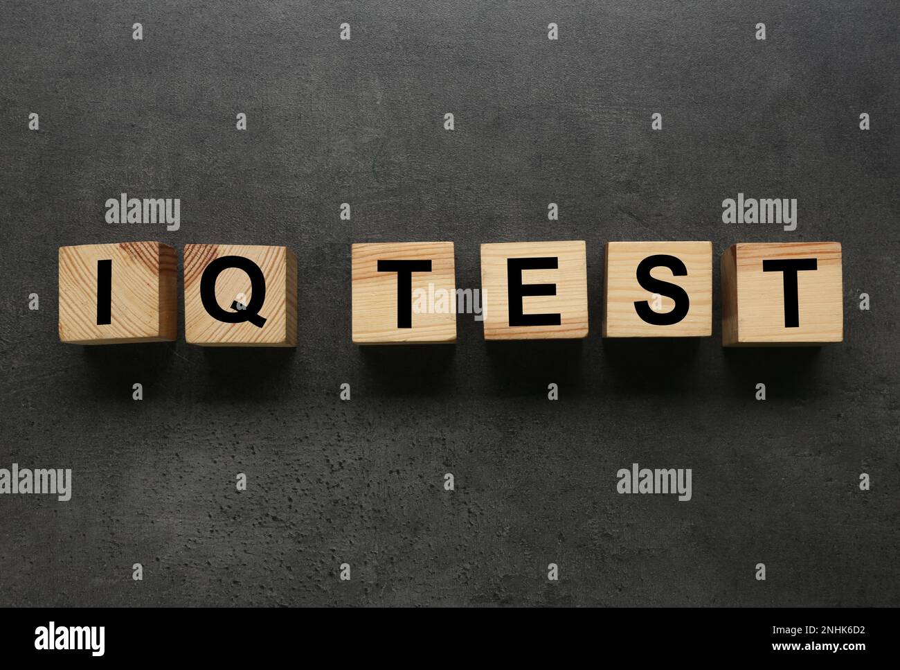 Cubes with text IQ Test on grey background, flat lay Stock Photo - Alamy
