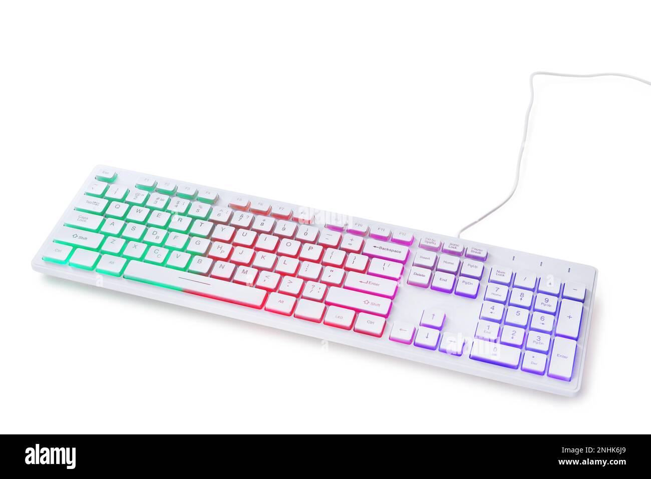 Modern mechanical RGB keyboard isolated on white Stock Photo - Alamy