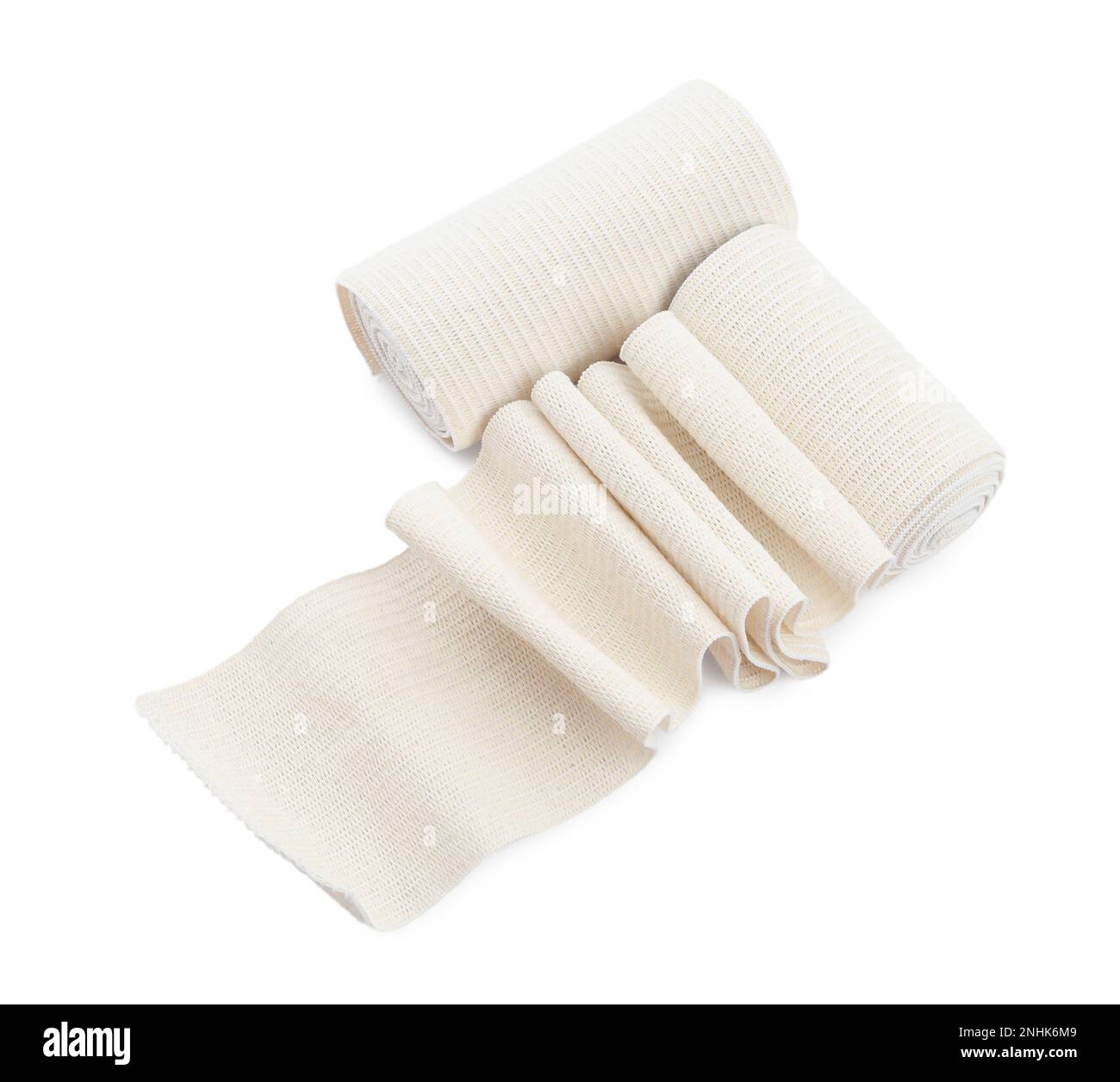 Medical bandage rolls on white background, above view Stock Photo - Alamy