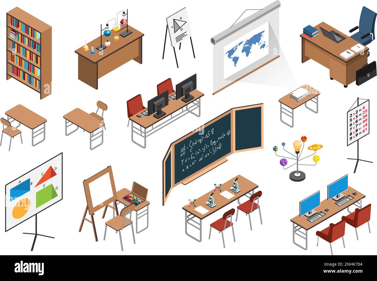 Primary school desks and chairs Cut Out Stock Images & Pictures - Alamy