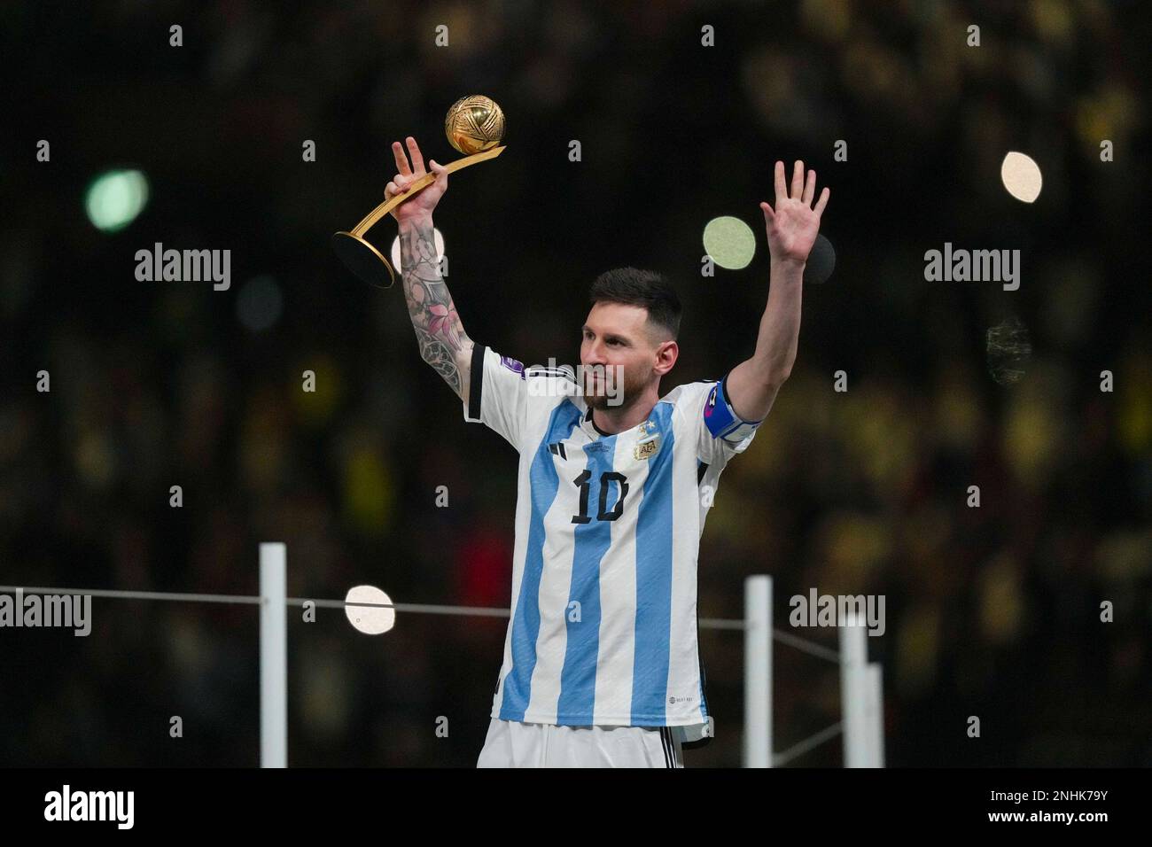 LUSAIL, QATAR - DECEMBER 18: Player of Argentina Lionel Messi receives ...