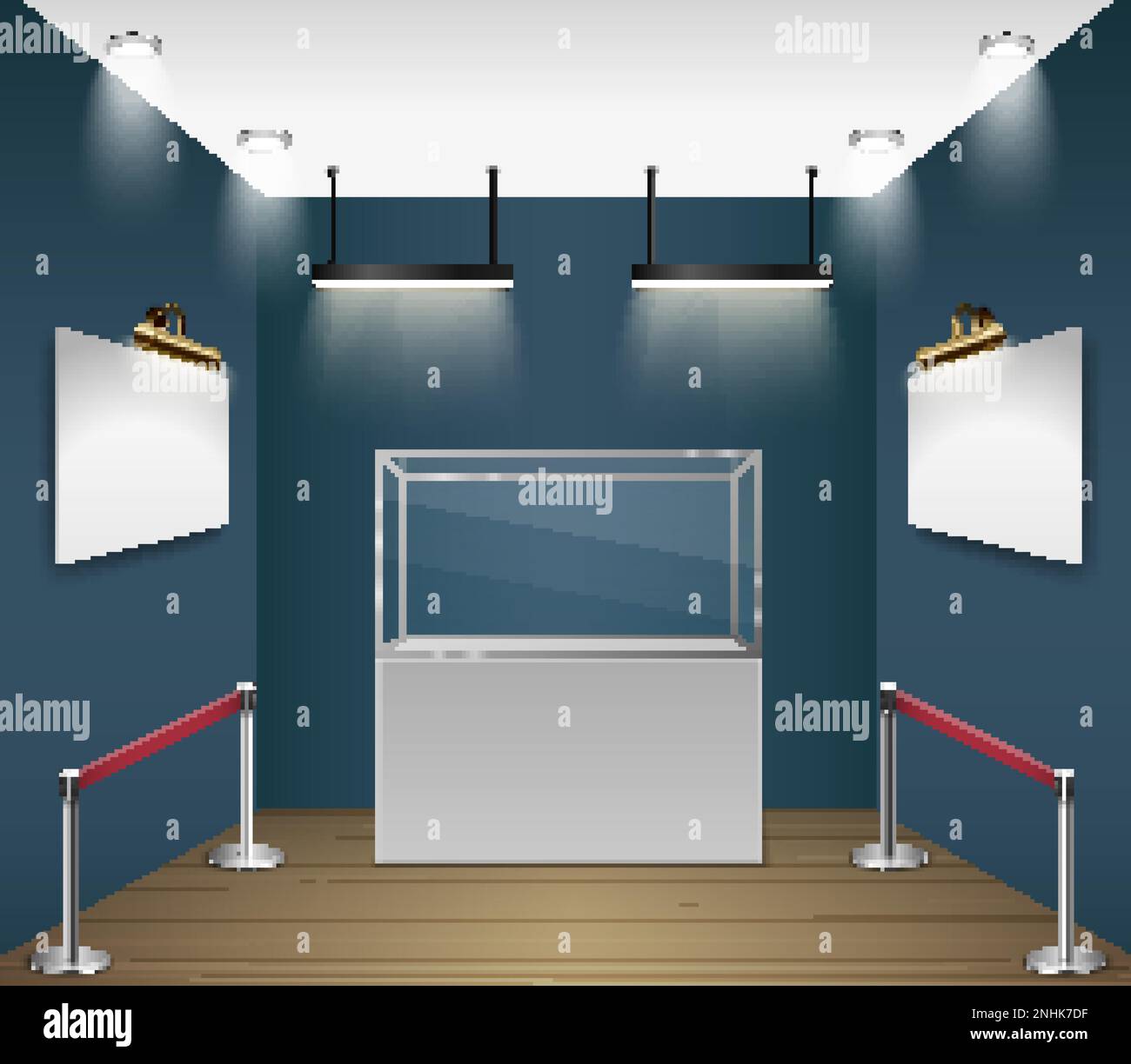 Realistic exhibition mockup with gallery picture frames and museum ...