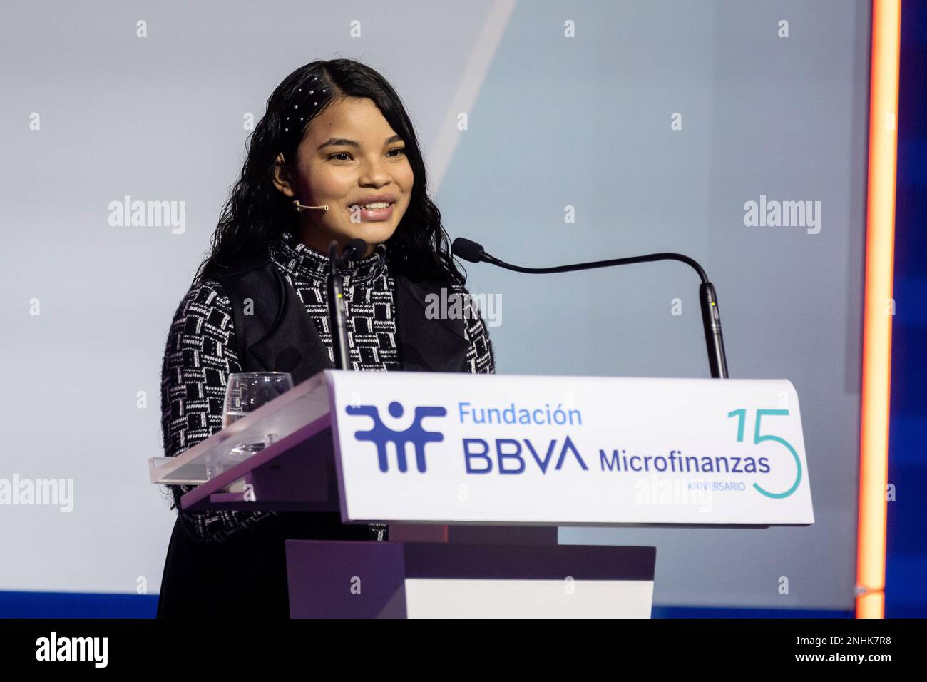 Fashion design student Kelly Zapata during the event to celebrate the ...