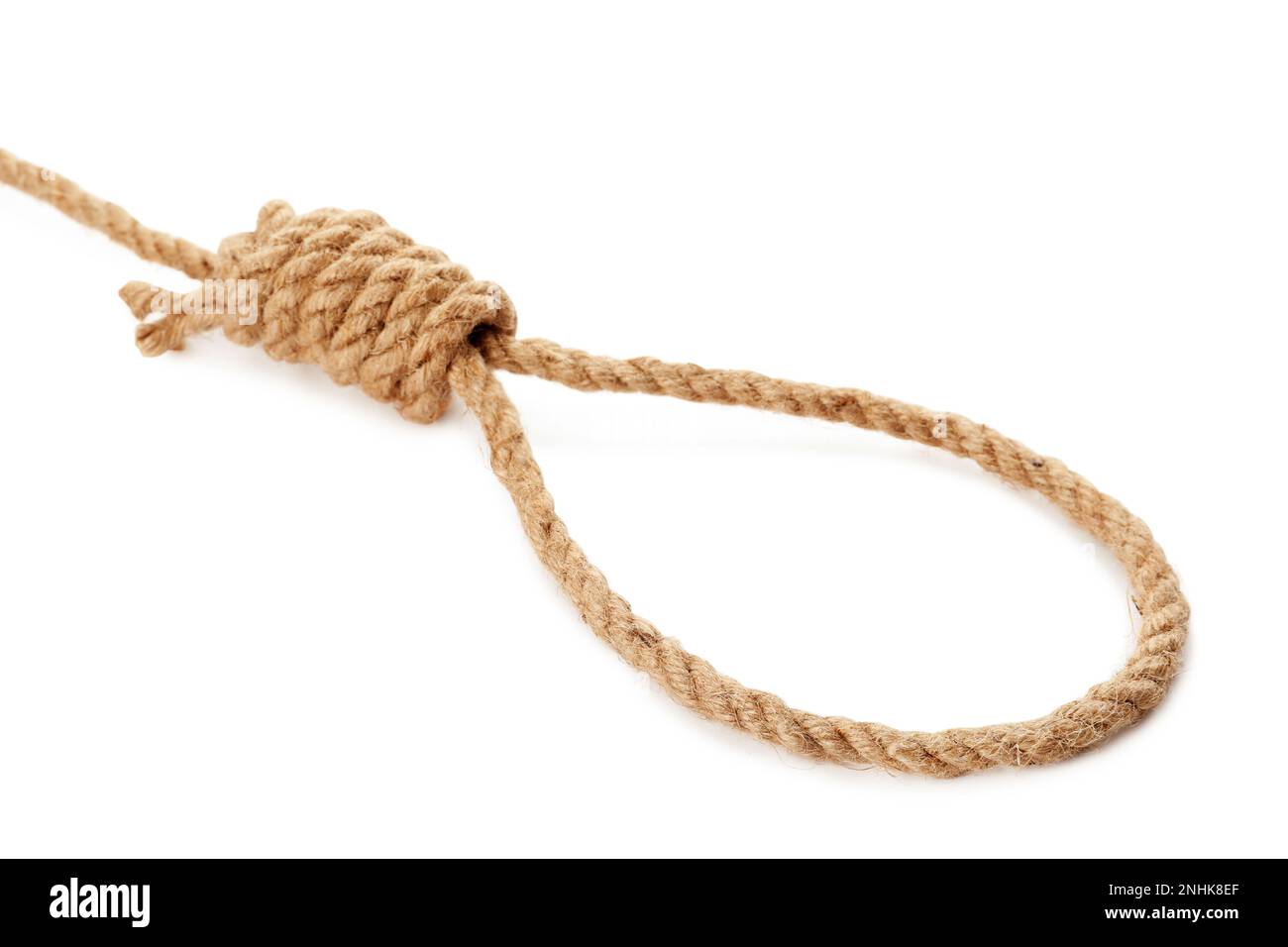 Rope noose with knot on white background Stock Photo - Alamy