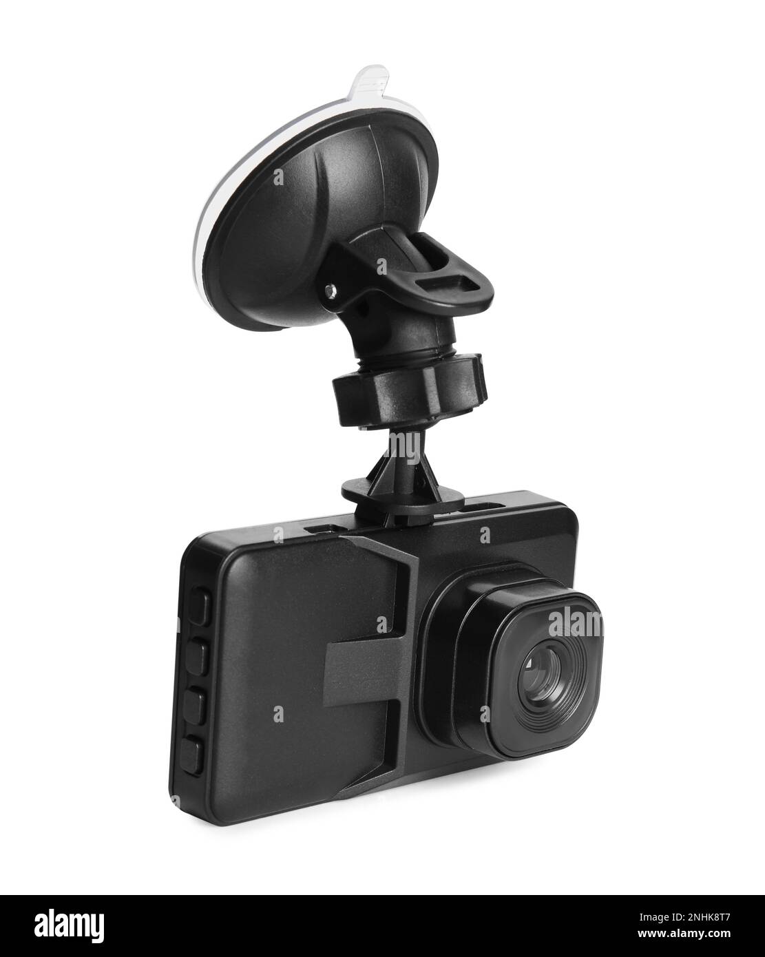 Modern car dashboard camera with suction mount isolated on white Stock ...