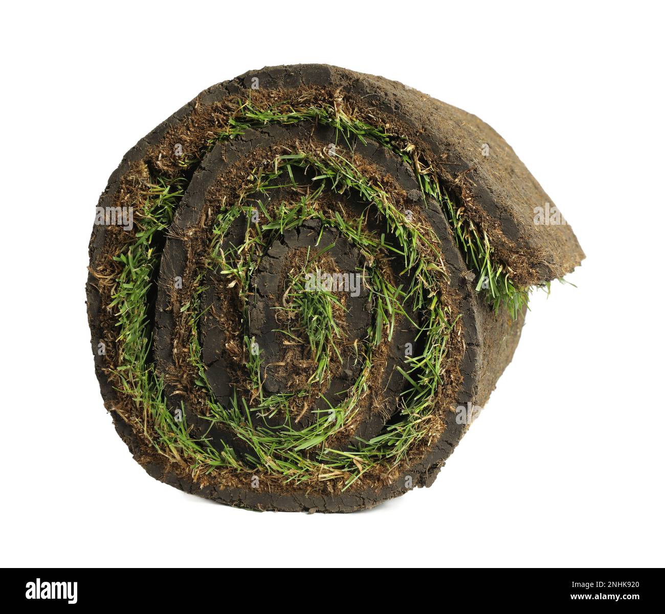 Rolled sod with grass on white background Stock Photo - Alamy