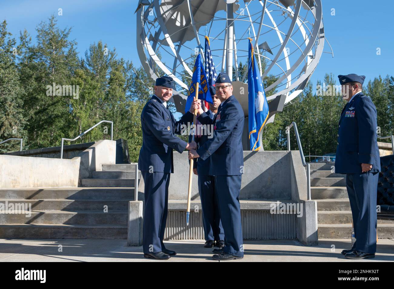 U.S. Air Force Col. David Berkland (left), 354th Fighter Wing commander ...