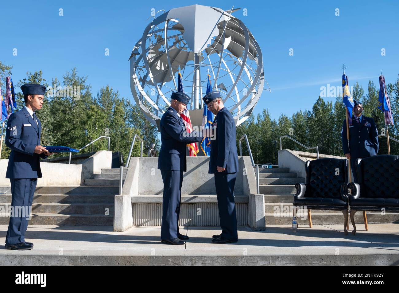 U.S. Air Force Col. David Berkland, 354th Fighter Wing commander (left ...