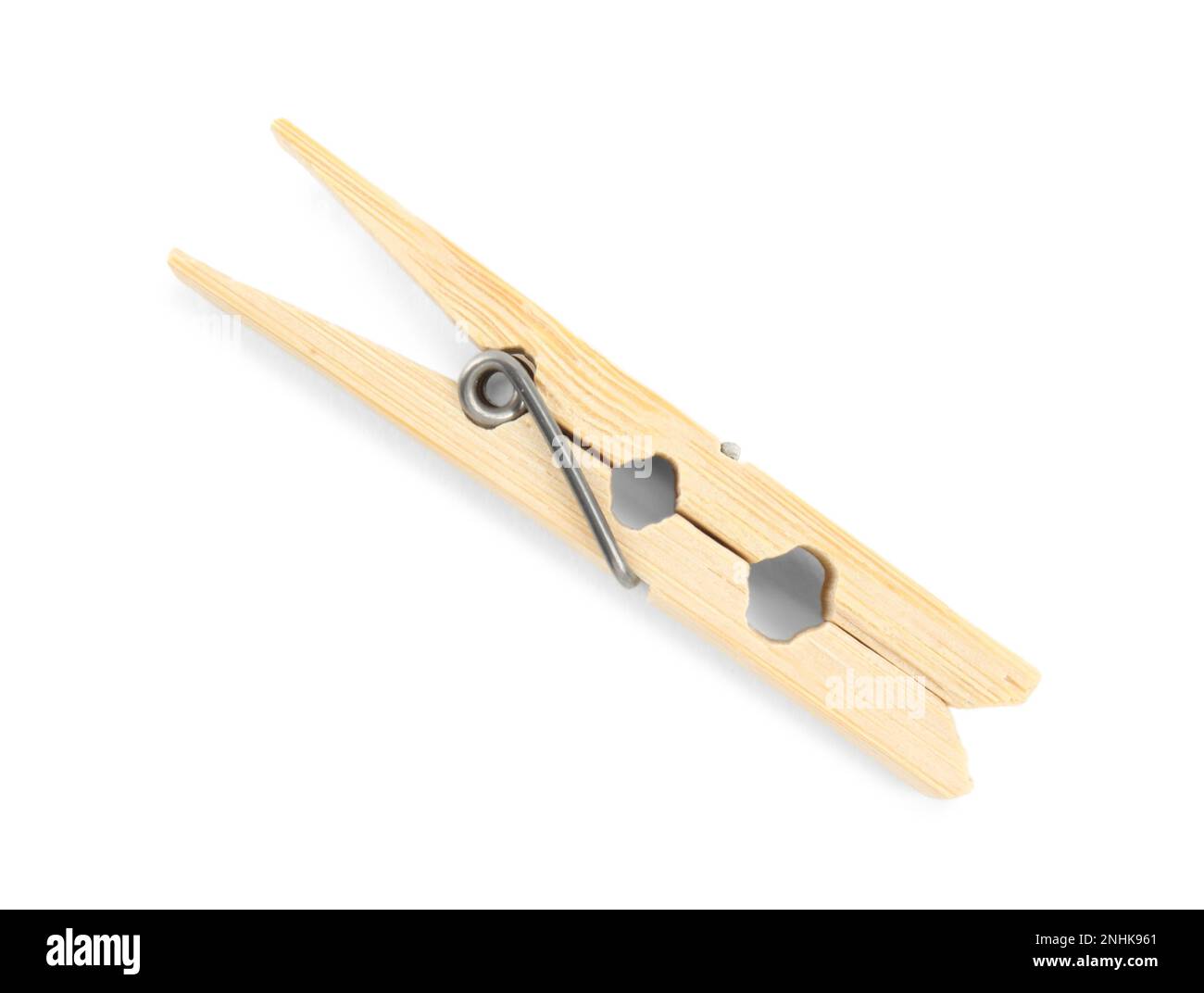 One classic wooden clothespin isolated on white Stock Photo - Alamy