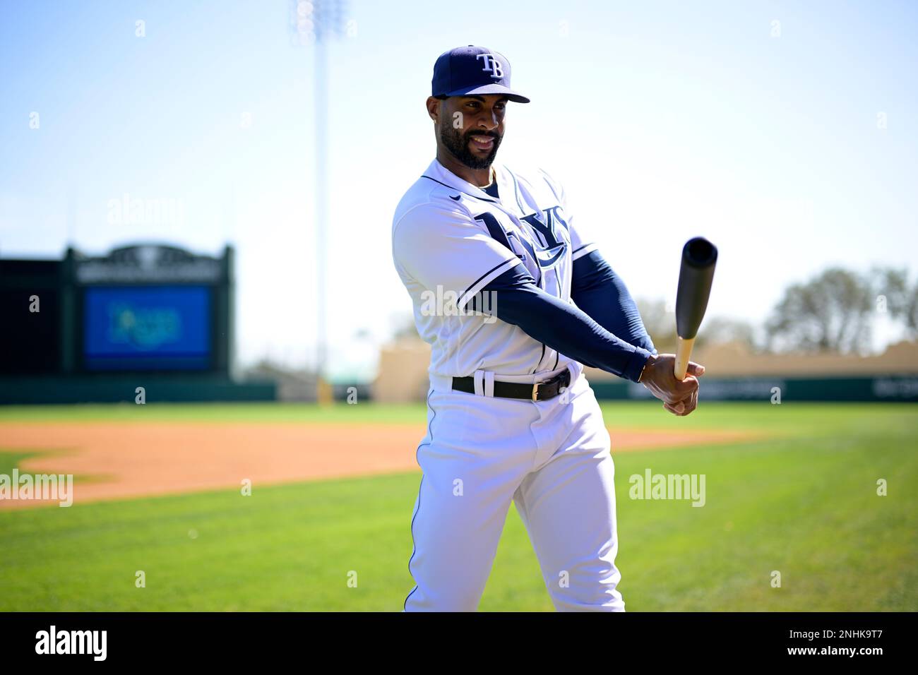 Tampa Bay Rays infielder Yandy Diaz poses for a photographer after ...