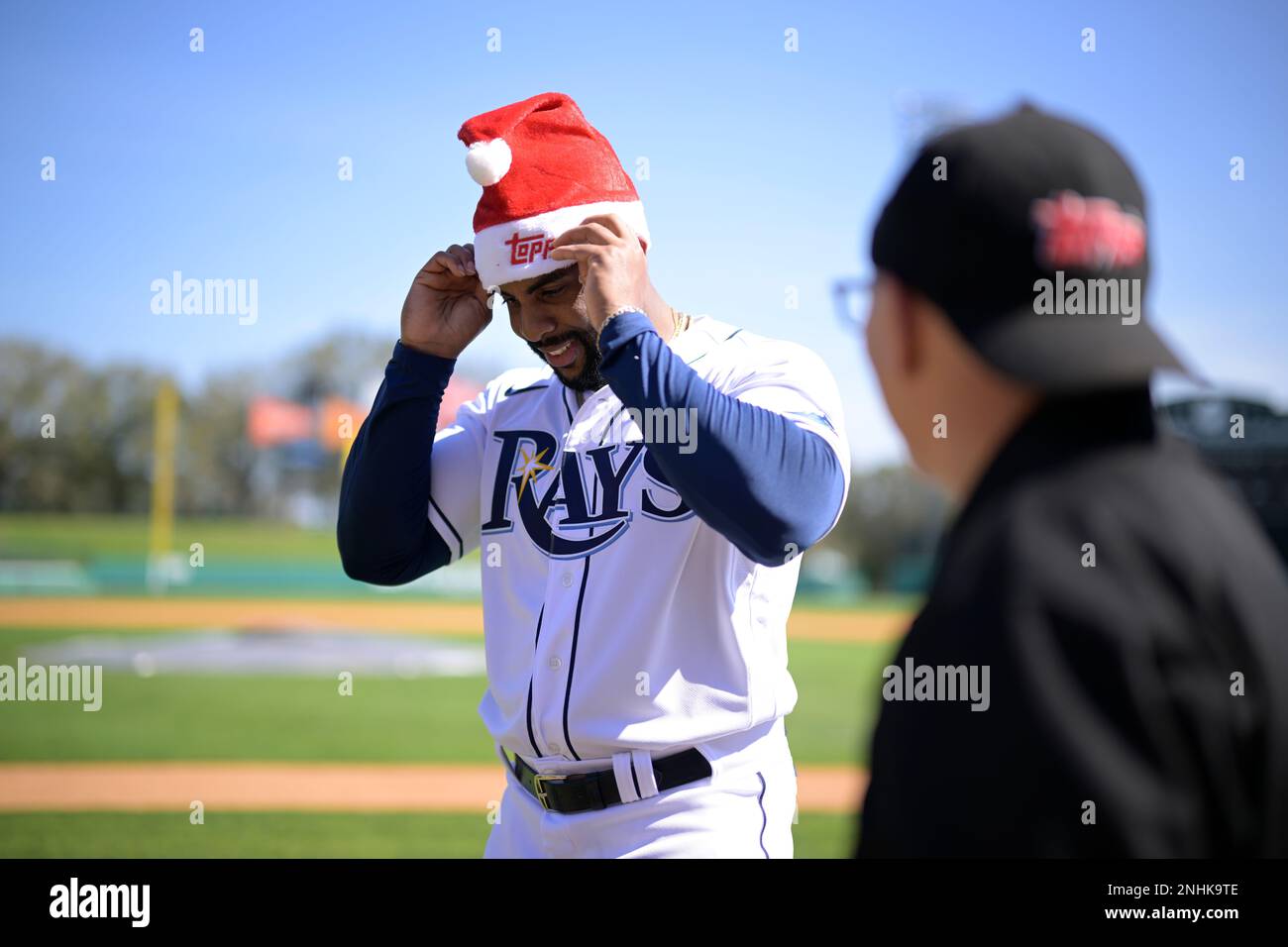 Tampa Bay Rays infielder Yandy Diaz poses for a photographer after ...