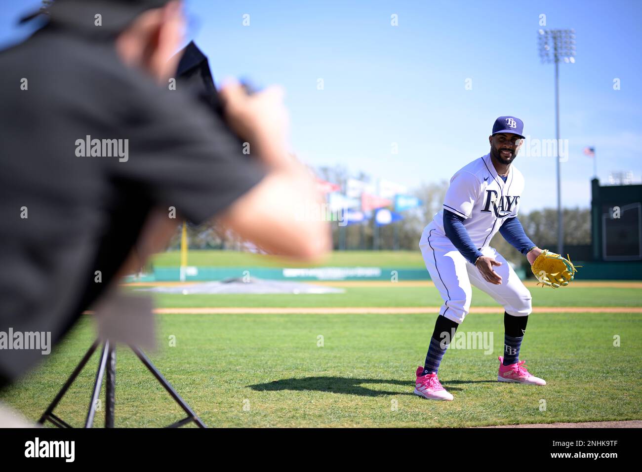 Tampa Bay Rays infielder Yandy Diaz poses for a photographer after ...