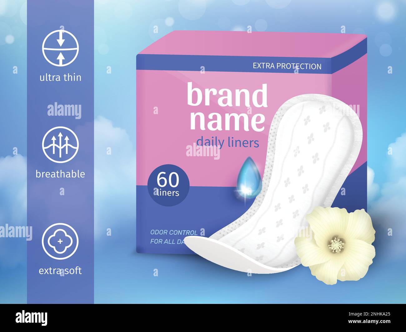 Feminine hygiene poster with daily liners pack realistic vector ...