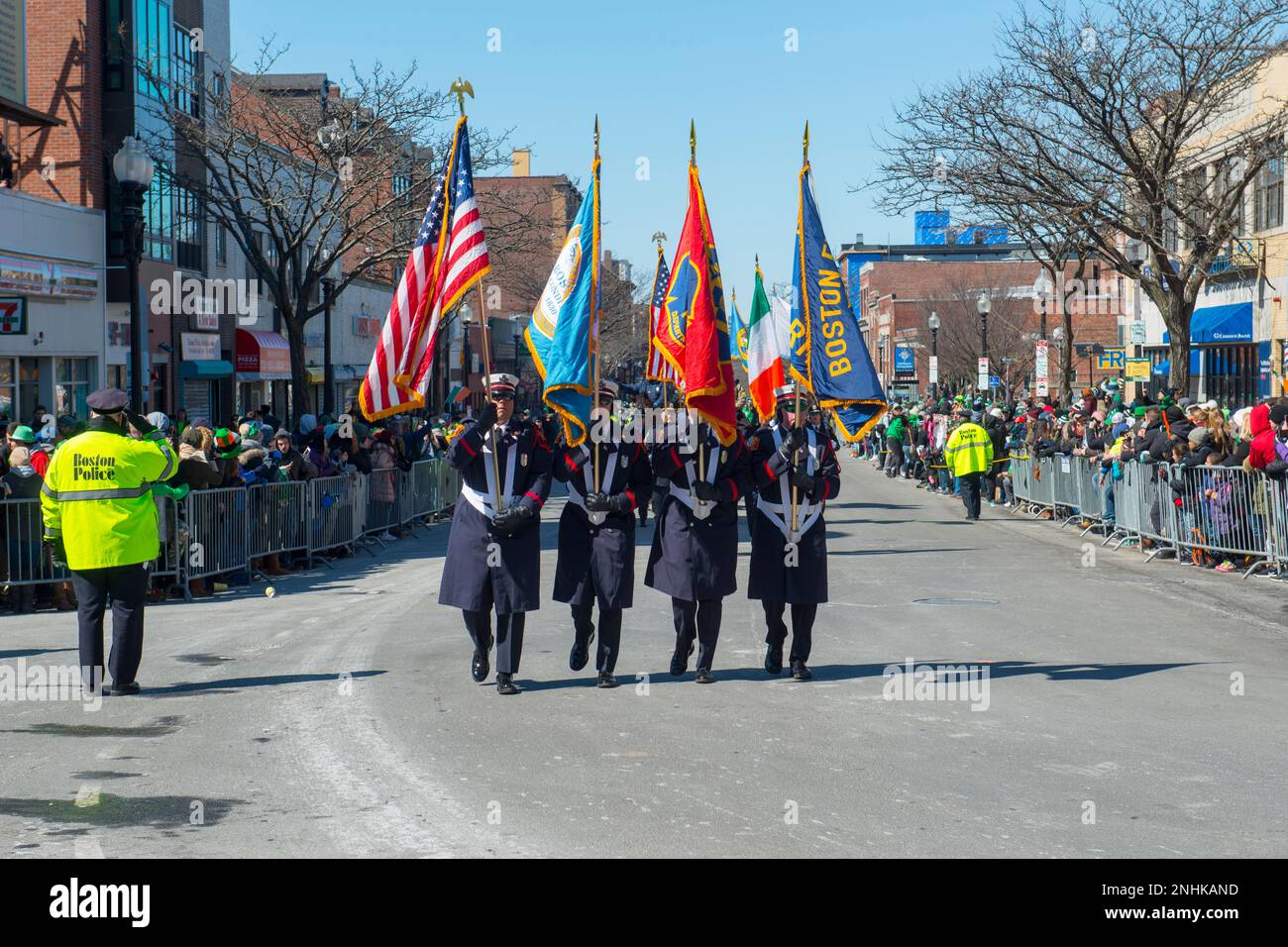 Military March in Saint Patrick's Day Parade in Boston, Massachusetts ...