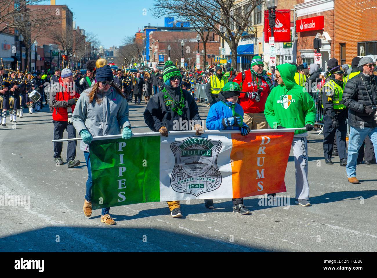 Boston Pipers and Drums band with Highland kilt dress on 2018 Saint ...
