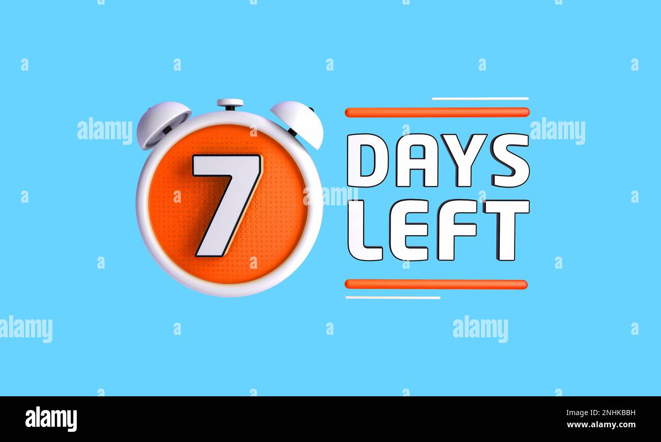 Seven days left. Left days countdown banner in 3D. Sales time Stock ...