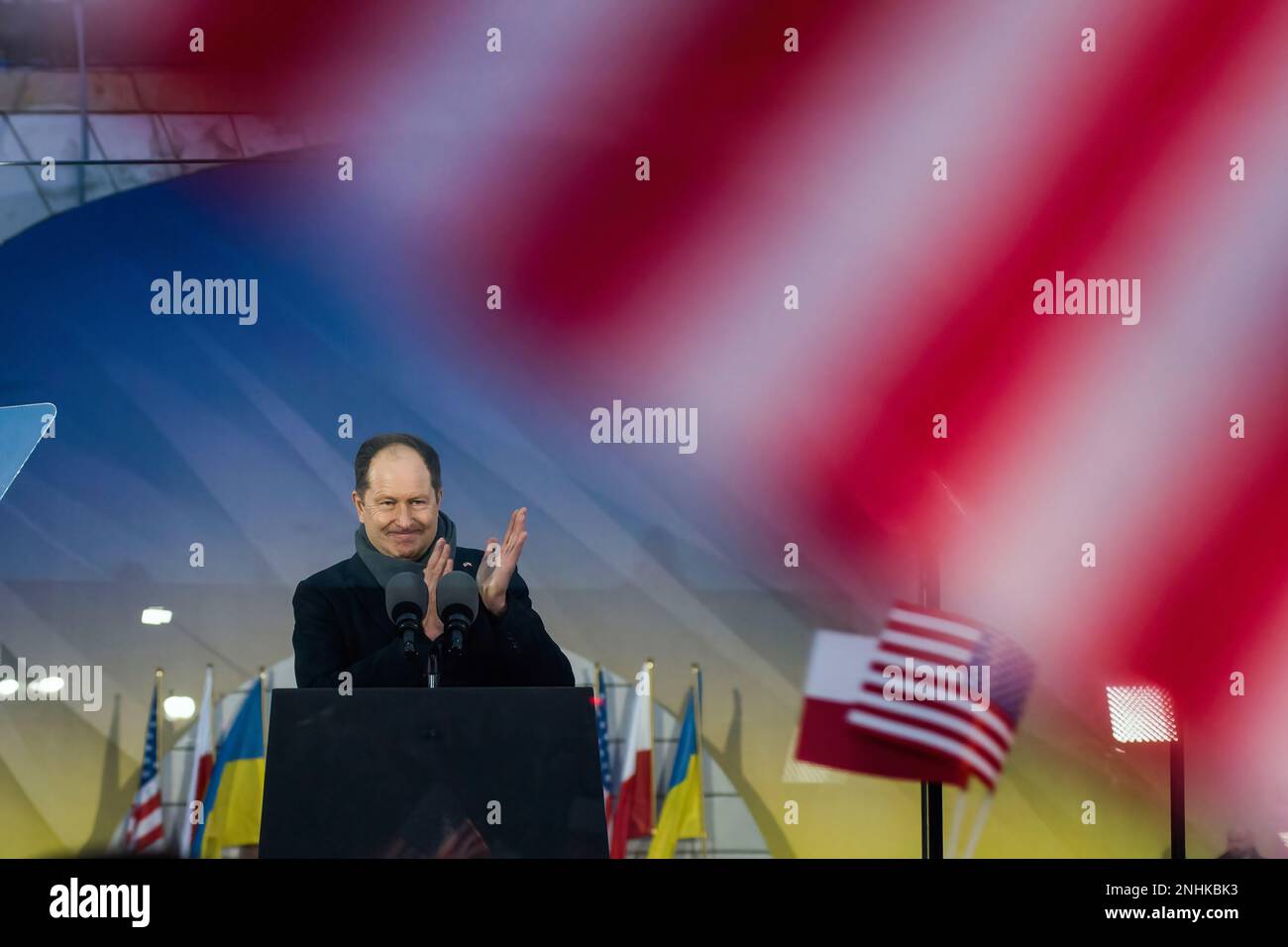 U.S. Ambassador to Poland, Mark Brzezinski delivers a speech at the ...