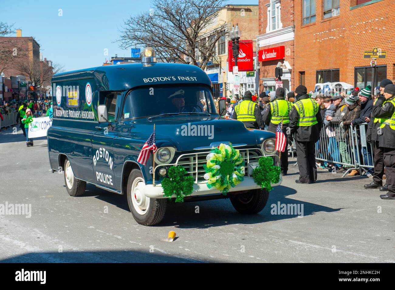 Antique Boston Police Car in Saint Patrick's Day Parade in Boston ...