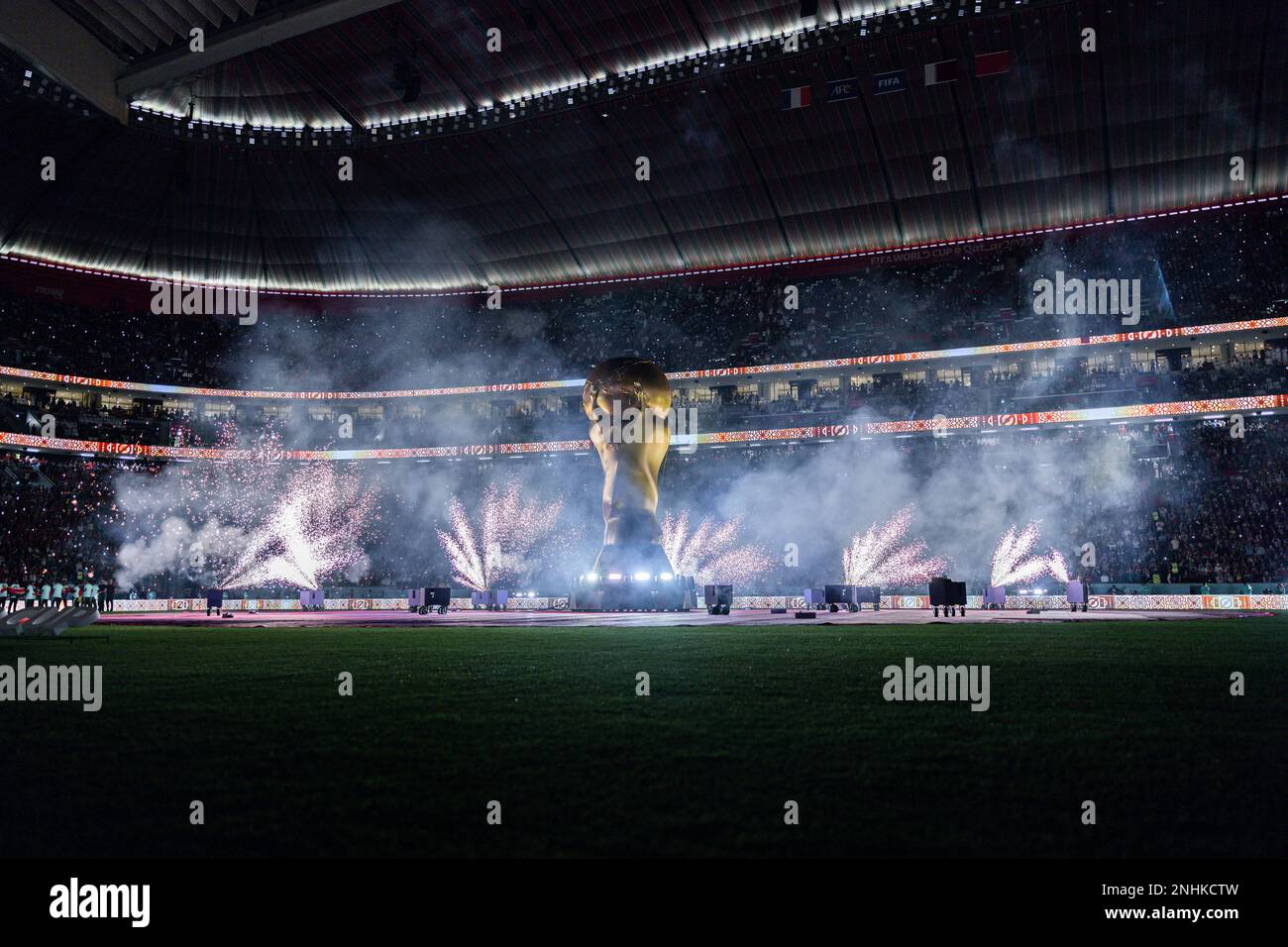 AL KHOR, QATAR - DECEMBER 14: Pre match pyro show at the start of the ...