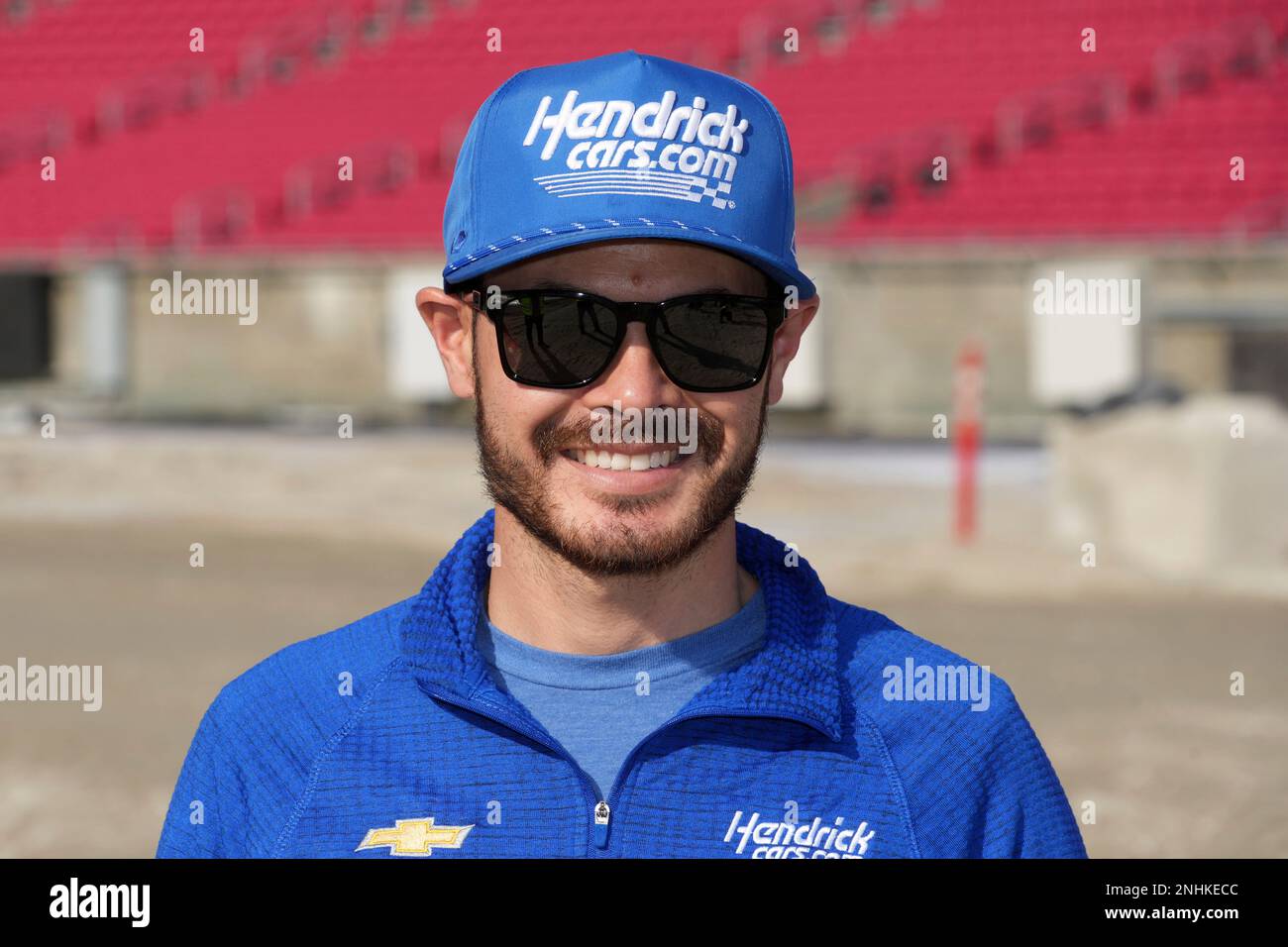 Kyle Larson poses during 2023 Busch Light Clash at the Coliseum ...