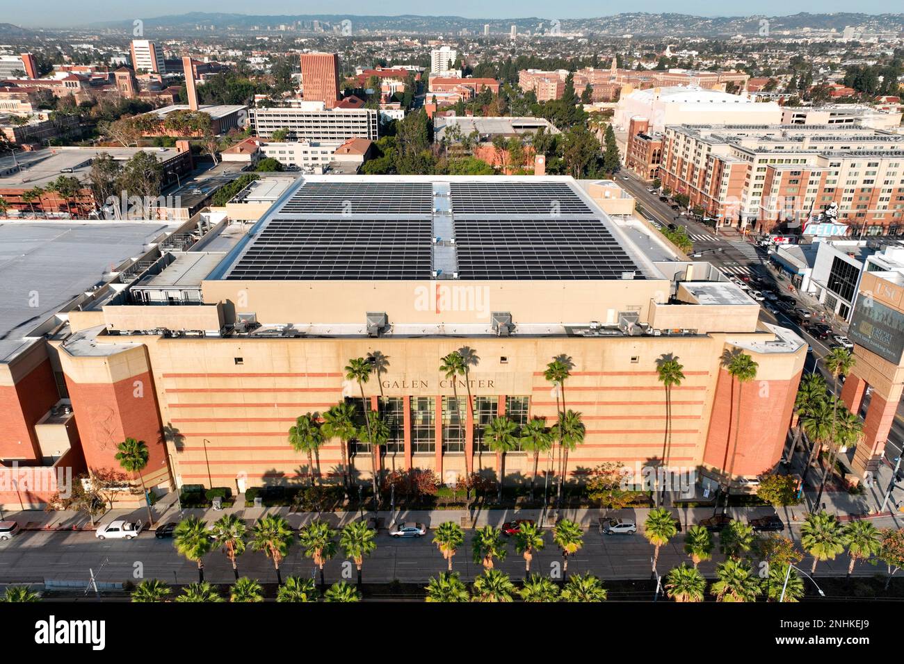 A general overall aerial view of the Galen Center on the campus of the ...
