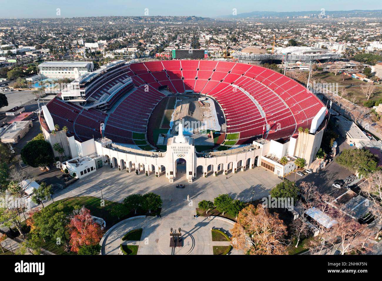 A general overall aerial view of the construction site for the quarter ...