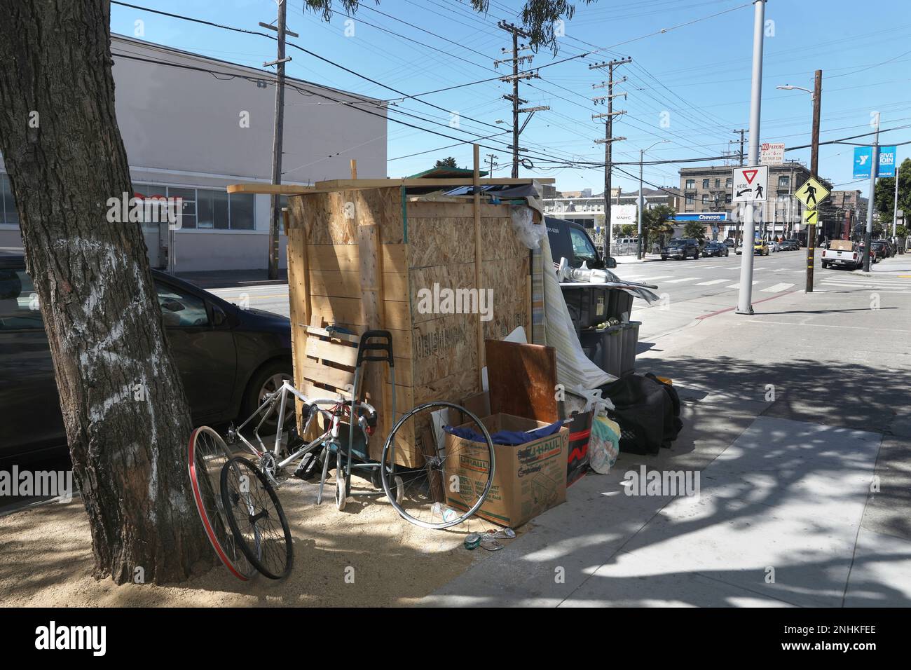 View of a homeless box home 16th at Shotwell streets seen on Monday ...