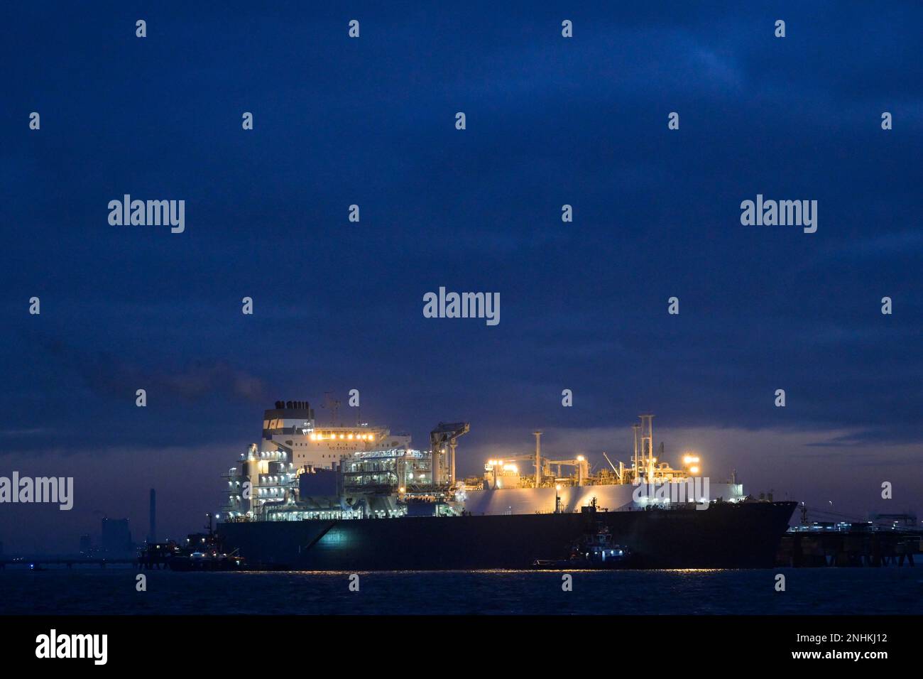 A view of the Floating Storage Regasification Unit (FSRU) ship "Hoegh ...