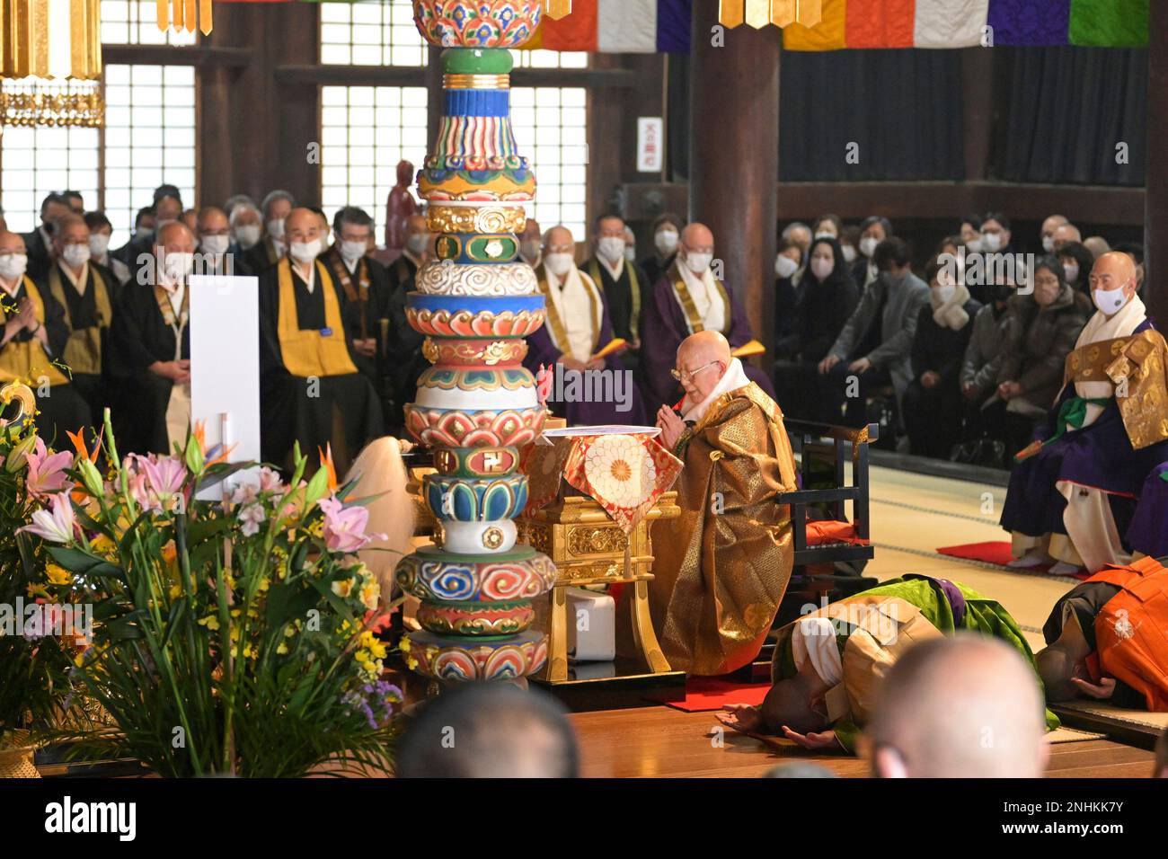 Shinsan (Shinzan) shiki, a ceremony in which a newly appointed head ...