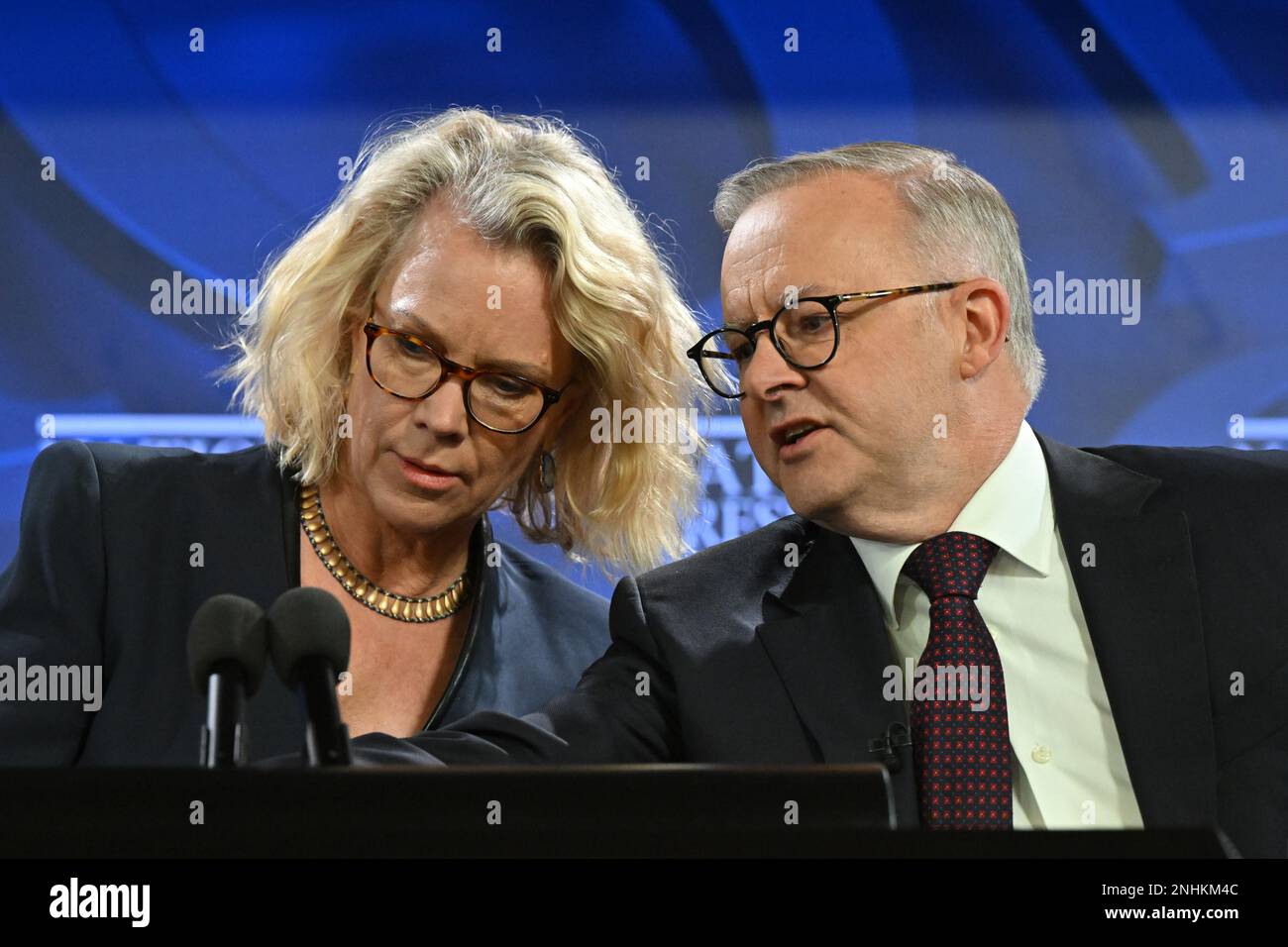 Journalist Laura Tingle and Prime Minister Anthony Albanese at the ...