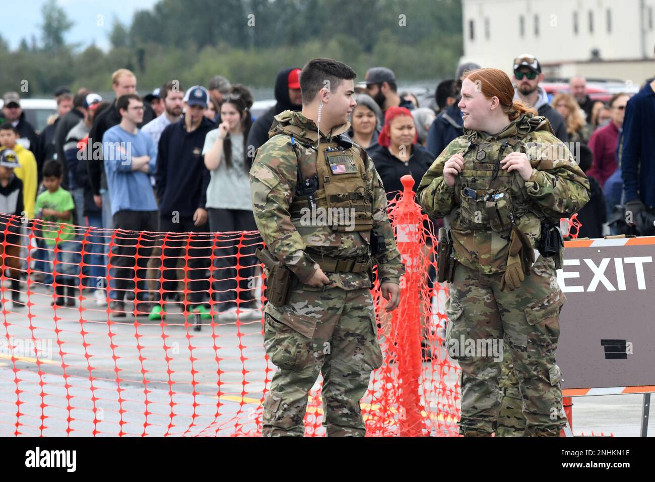 Security forces Airmen 1st Class Brian Gray and Grace Purcell, both ...