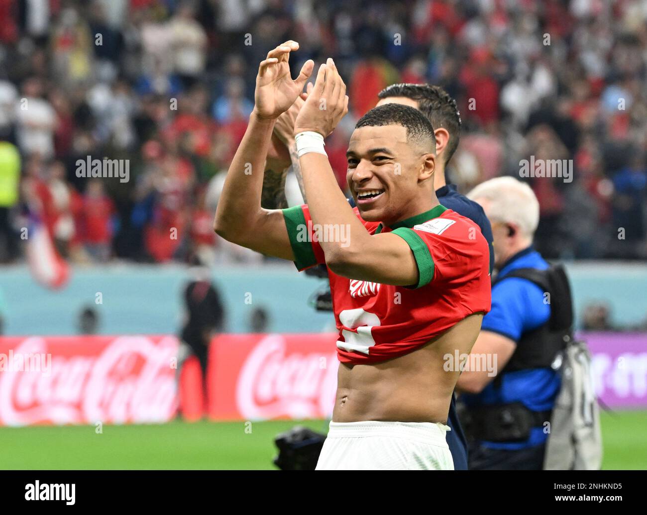 France's Kylian MBAPPE celebrates after winning the FIFA World Cup semi ...