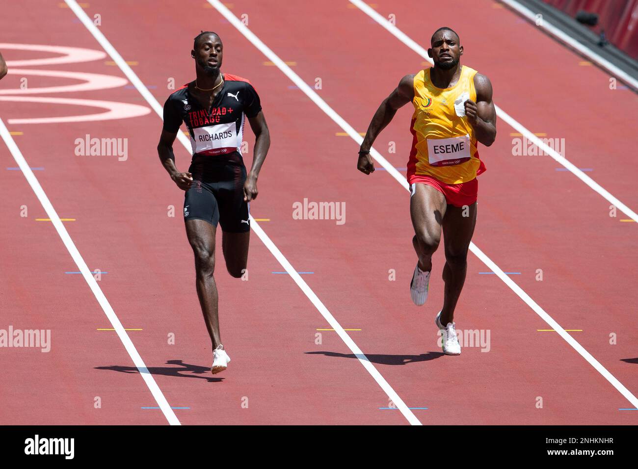August 03, 2021: Jereem Richards, of Trinidad And Tobago and Emmanuel ...