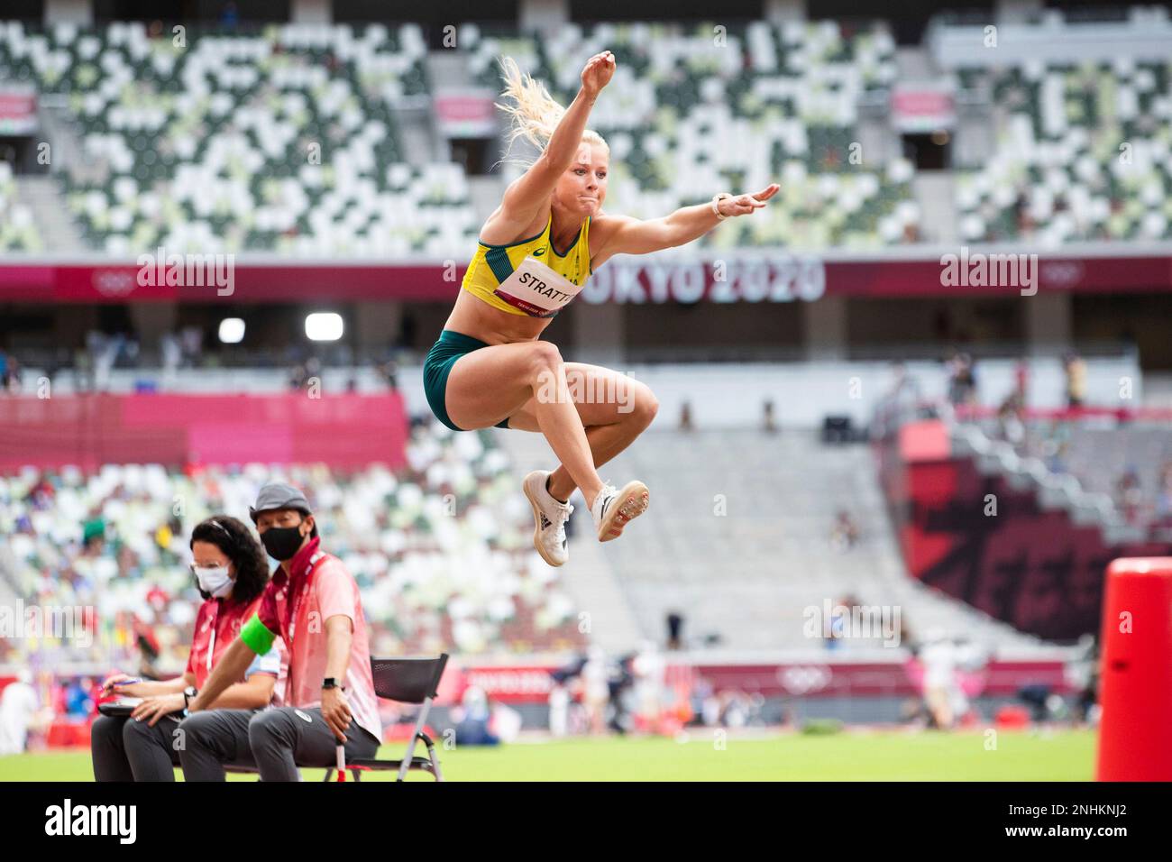 August 03, 2021: Brooke Stratton of Australia jumps in the Womens Long ...