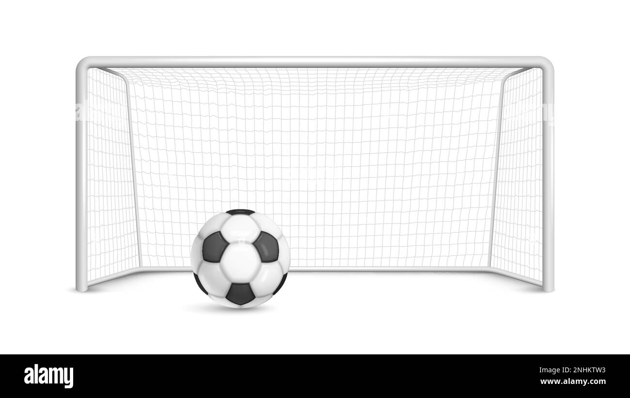 Realistic football soccer ball goal composition with isolated view of ...