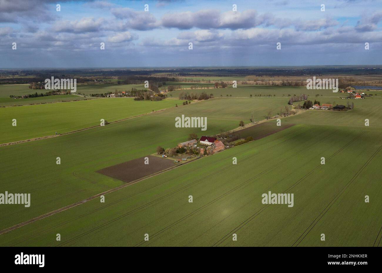 Aerial drone view individual farms hi-res stock photography and images ...