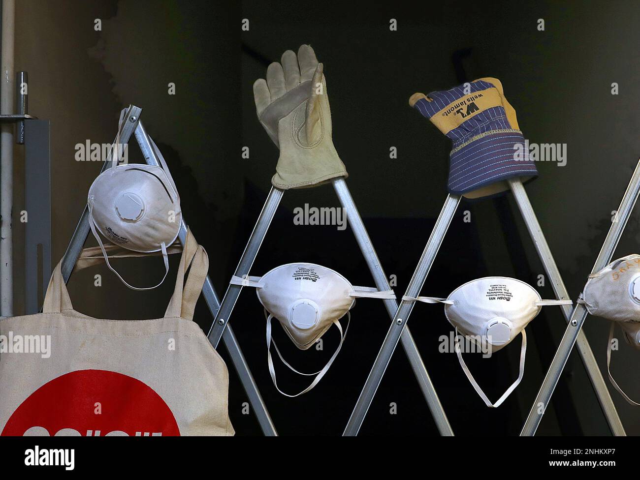 Masks and gloves used for the cleaning of the 1930's model at the San ...