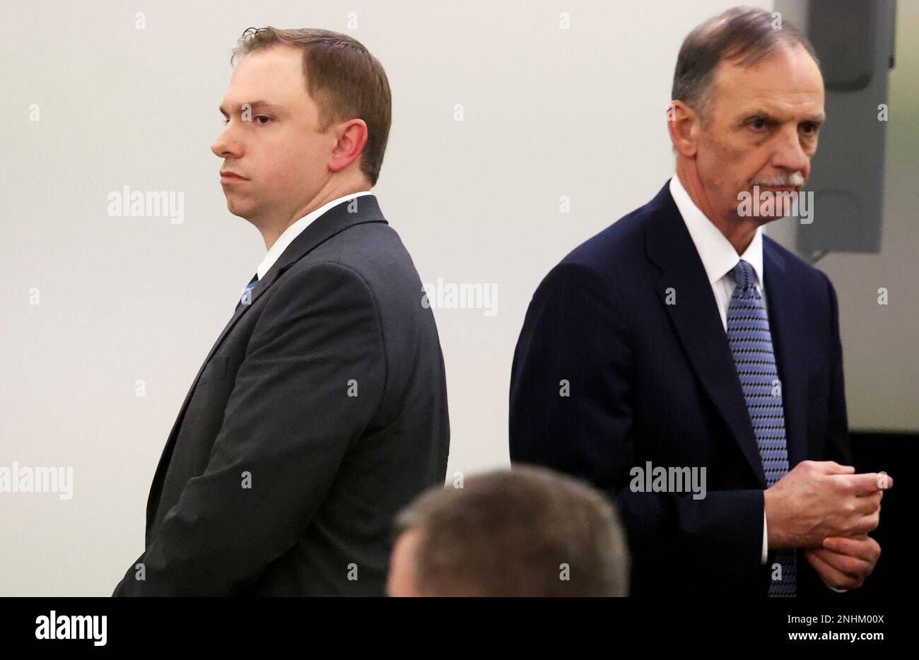 Former Fort Worth Police Officer Aaron Dean, left, stands with defense ...