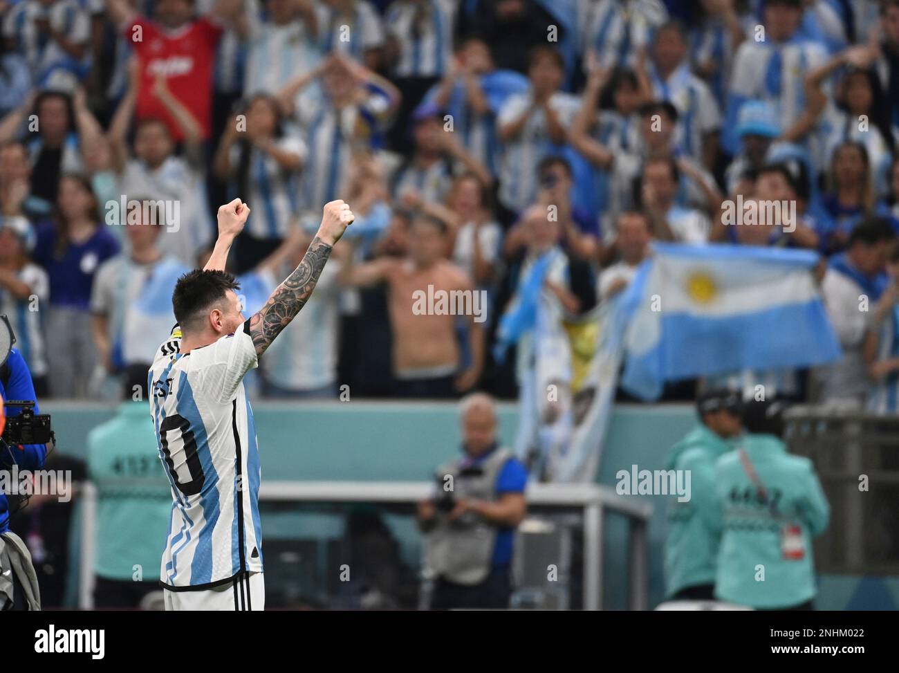 Argentina's Lionel Messi reacts as the team wins the FIFA World Cup ...