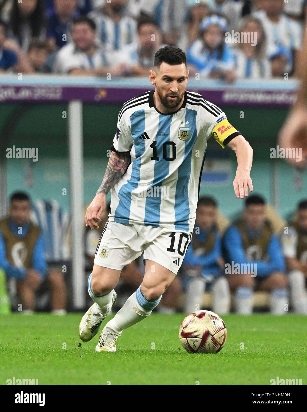 Argentina's Lionel MESSI keeps a ball during the FIFA World Cup semi ...