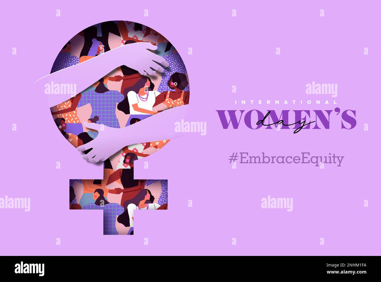 International Women's Day greeting card illustration. 3d papercut human ...