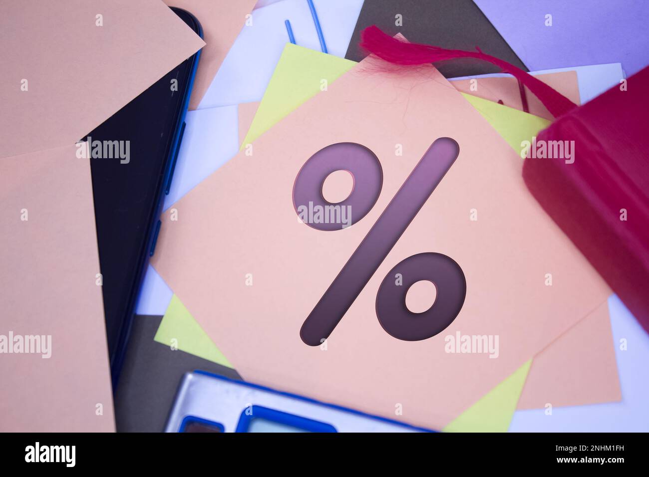 Percentage Sign on adhesive note paper. Event, celebration reminder ...