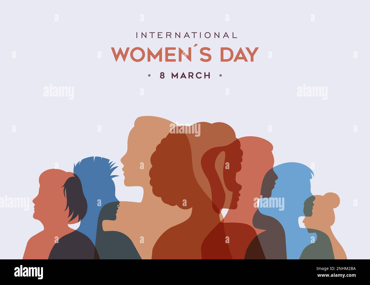 International Women's day greeting card, diverse people profile ...