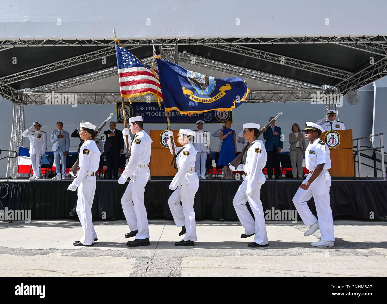FORT LAUDERDALE, Fla. (July 30, 2022) — Guests render honors during the Presentation of Colors ...