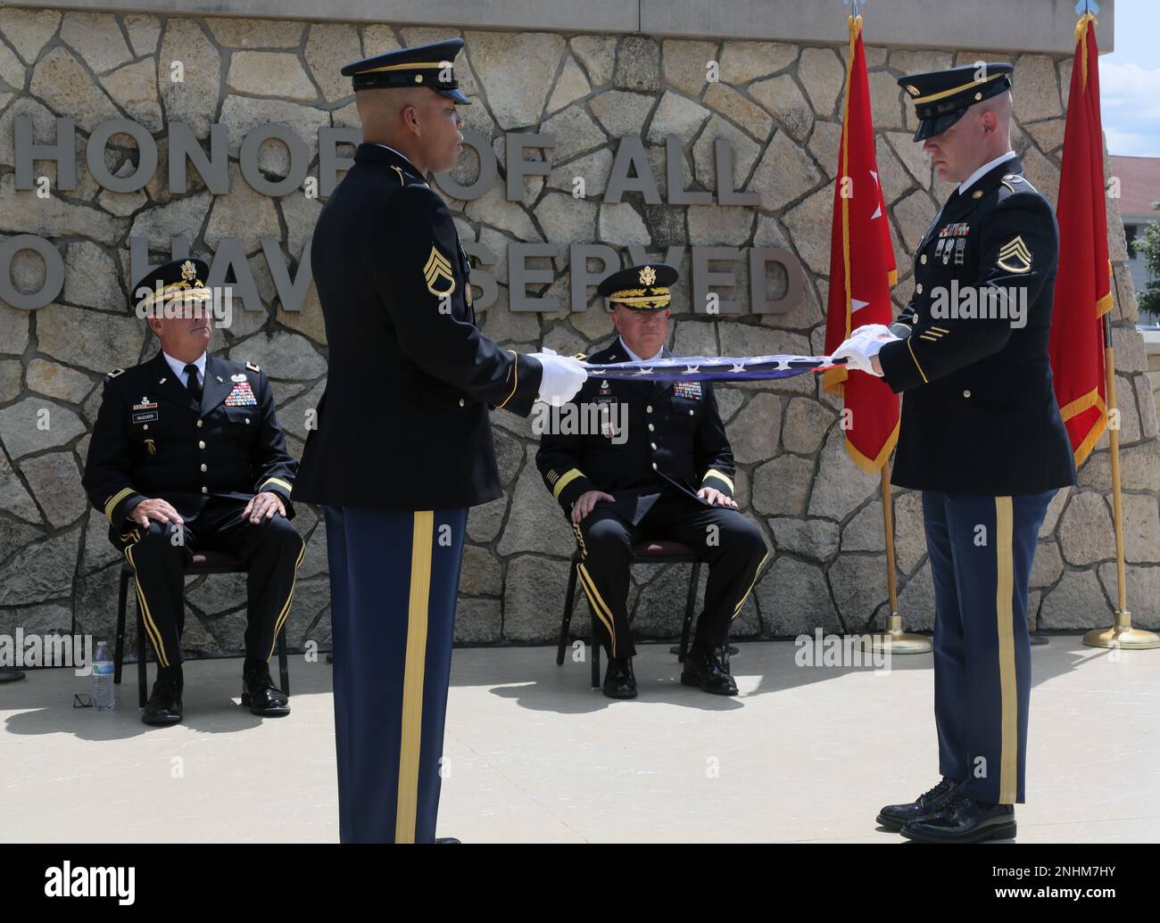 Army Reserve retired Maj. Gen. Mark McQueen, left, and Maj. Gen ...