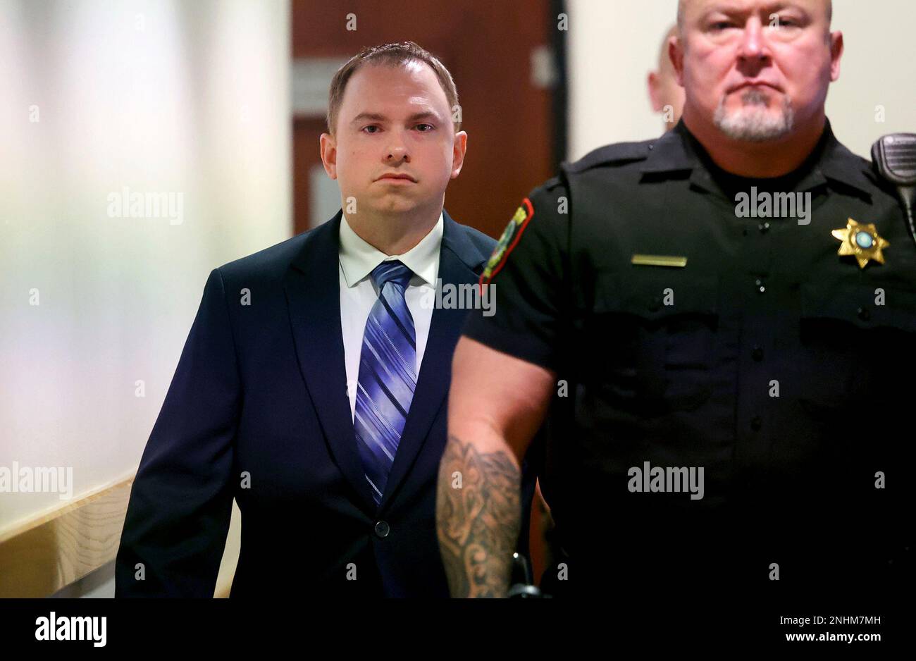 FILE - Aaron Dean arrives to the 396th District Court in Fort Worth on ...