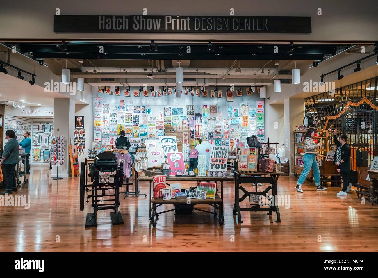 Hatch Show Print design store in Nashville TN, show cases a working ...