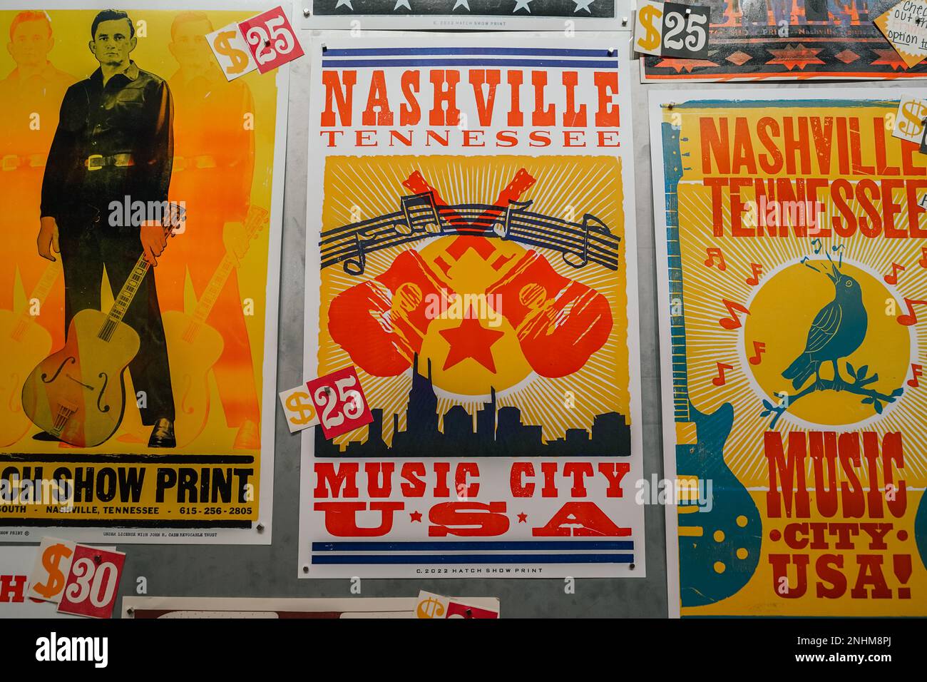 Hatch Show Print design store in Nashville TN, show cases a working ...