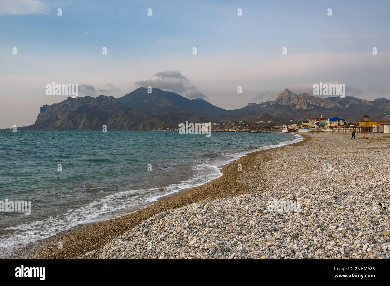 Empty pebble beach in spring in Koktebel. Crimea Stock Photo - Alamy
